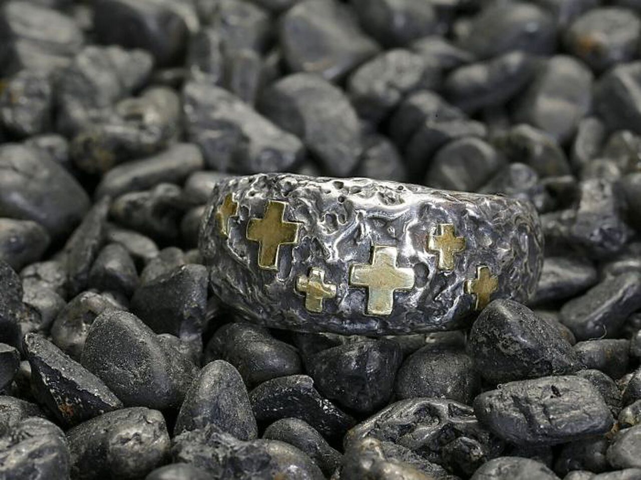 amp japan | HYAS-273 Brass Cross Rough Cross Ring