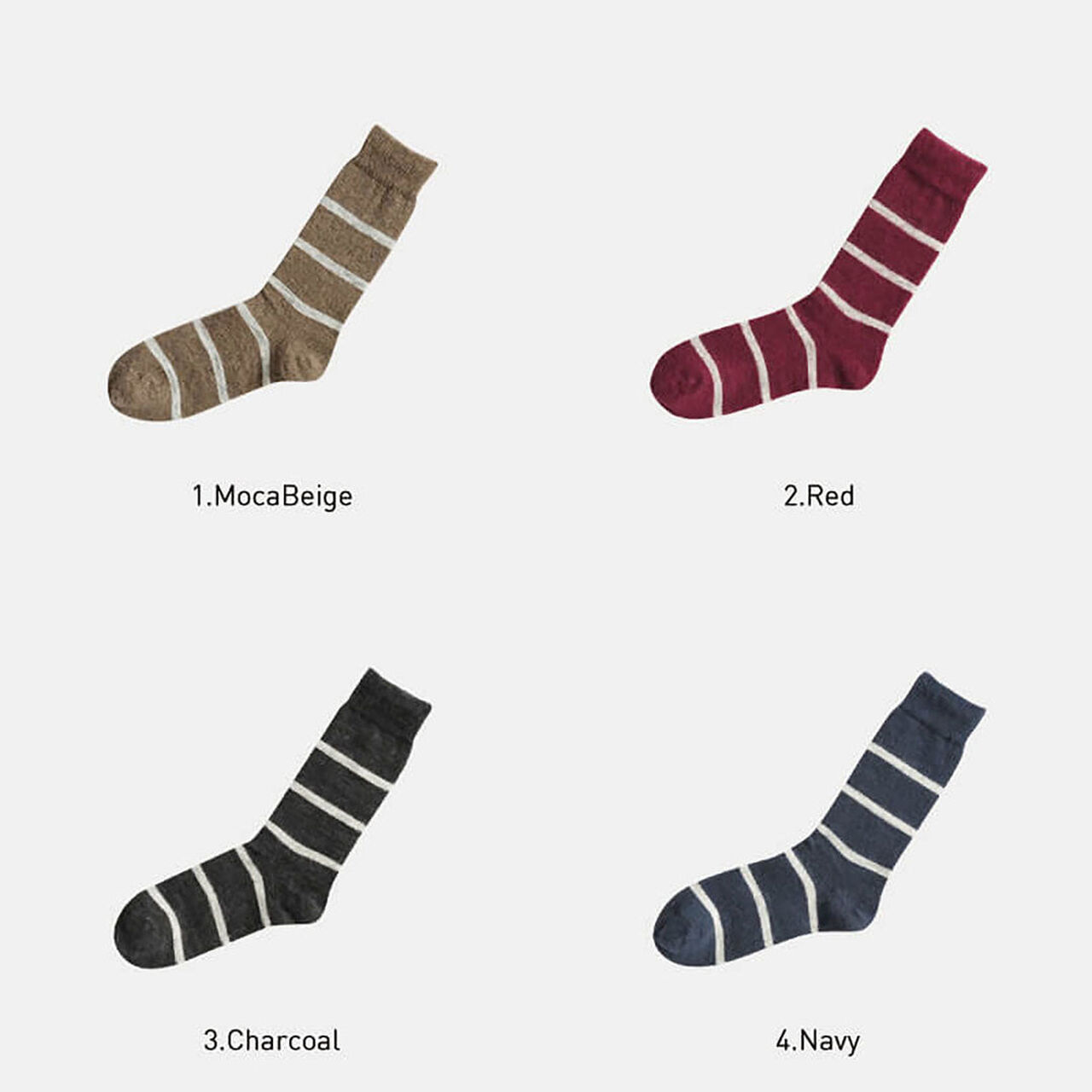 DENIMIO | NK0703 Mohair Wool Border Socks MOCHA BEIGE